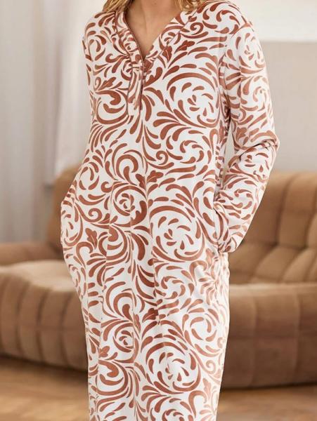 Robe longue d'intérieur en velours - Canat - Lingerie Mauve